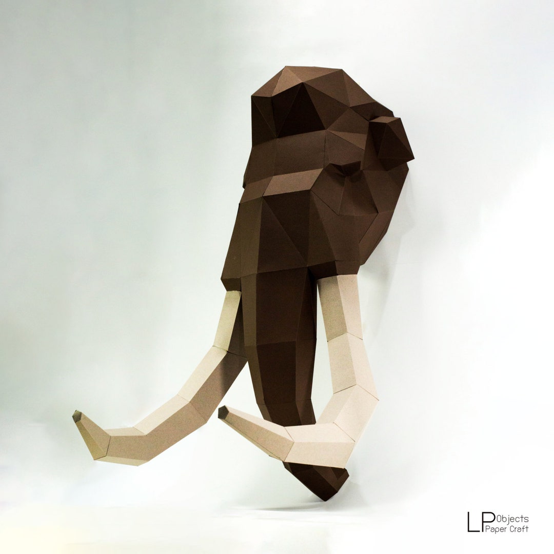 Mammoth Head Paper Craft, Digital Template, Origami, PDF Download DIY ...