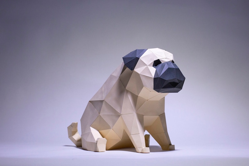 Pug Dog Paper Model Pug Papercraft Papercraft Dog Model - Etsy