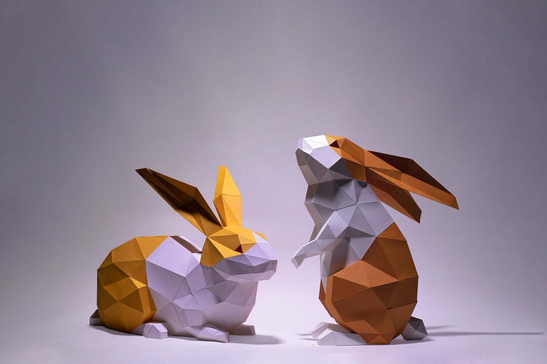 Bunny Rabbit Sitting and Bunny Rabbit Standing up Paper Craft - Etsy
