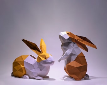 Bunny Sitting Paper Craft Digital Template Origami PDF - Etsy