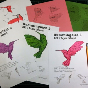 Hummingbird Paper Craft, Digital Template, Origami, PDF Download DIY ...