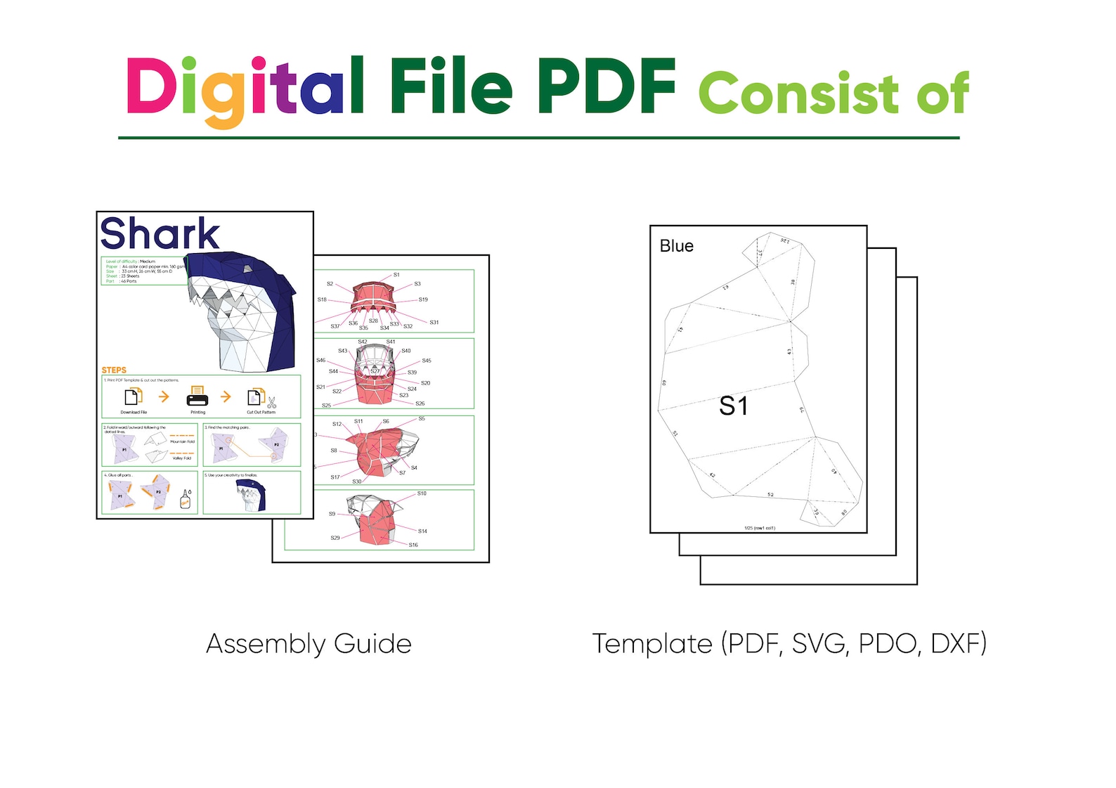 Shark Mask Papercraft Mask Template Origami PDF Download - Etsy
