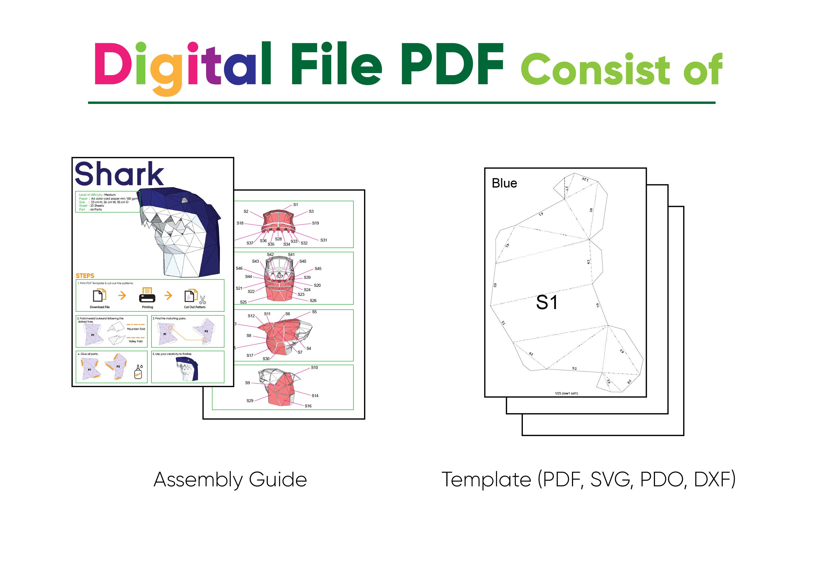 Shark Mask Papercraft Mask Template Origami PDF Download - Etsy UK