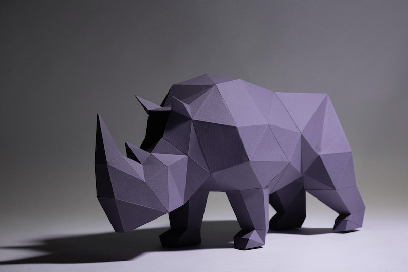 Rhino Paper Craft, Digital Template, Origami, PDF Download DIY, Low ...