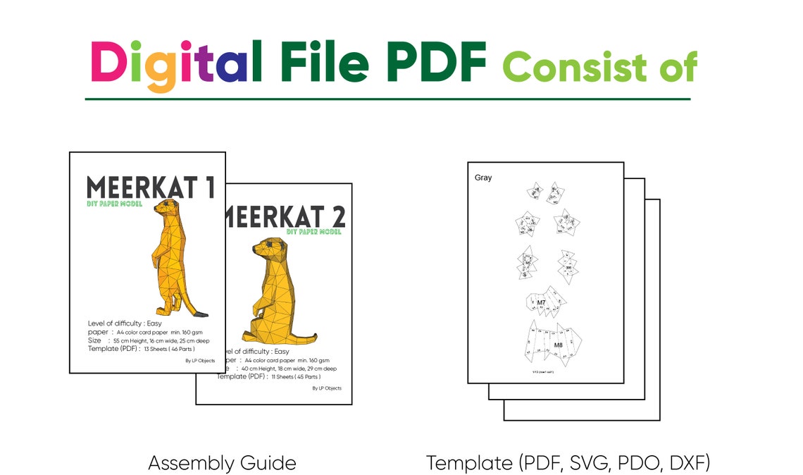Meerkats Paper Craft Digital Template Origami PDF Download - Etsy