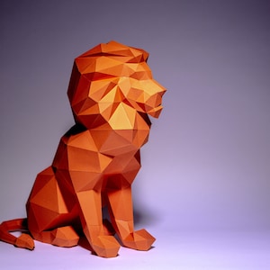 Lion Paper Craft, Digital Template, Origami, PDF Download DIY, Low Poly ...