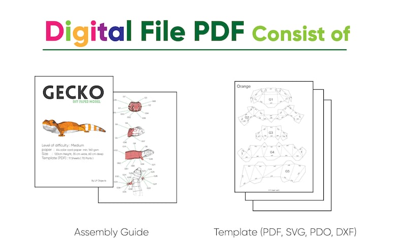 Leopard Gecko Paper Craft Digital Template Origami PDF - Etsy