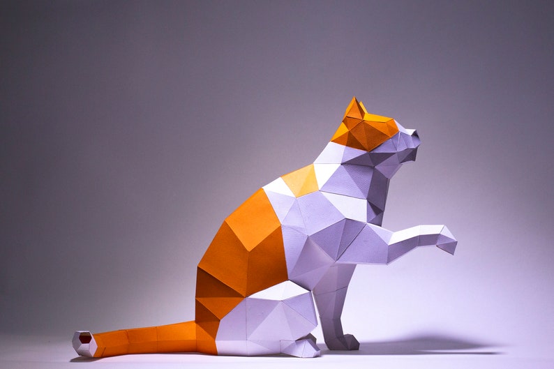 Papercraft Cat PDF Template , DIY Low Poly Papercraft, Make Real 3D ...