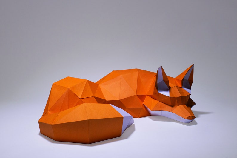 Fox Sleep Paper Craft Paper Model 3d Paper Craft Paper - Etsy