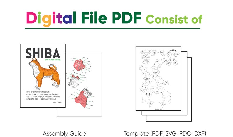 Shiba Inu Paper Craft Digital Template Origami PDF Download | Etsy