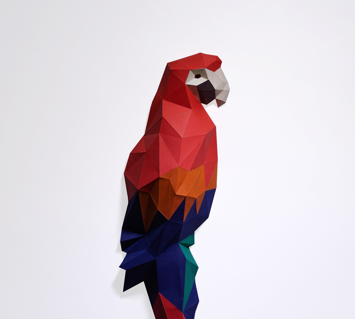 Macaw Wall Paper Craft, Digital Template, Origami, PDF Download DIY ...