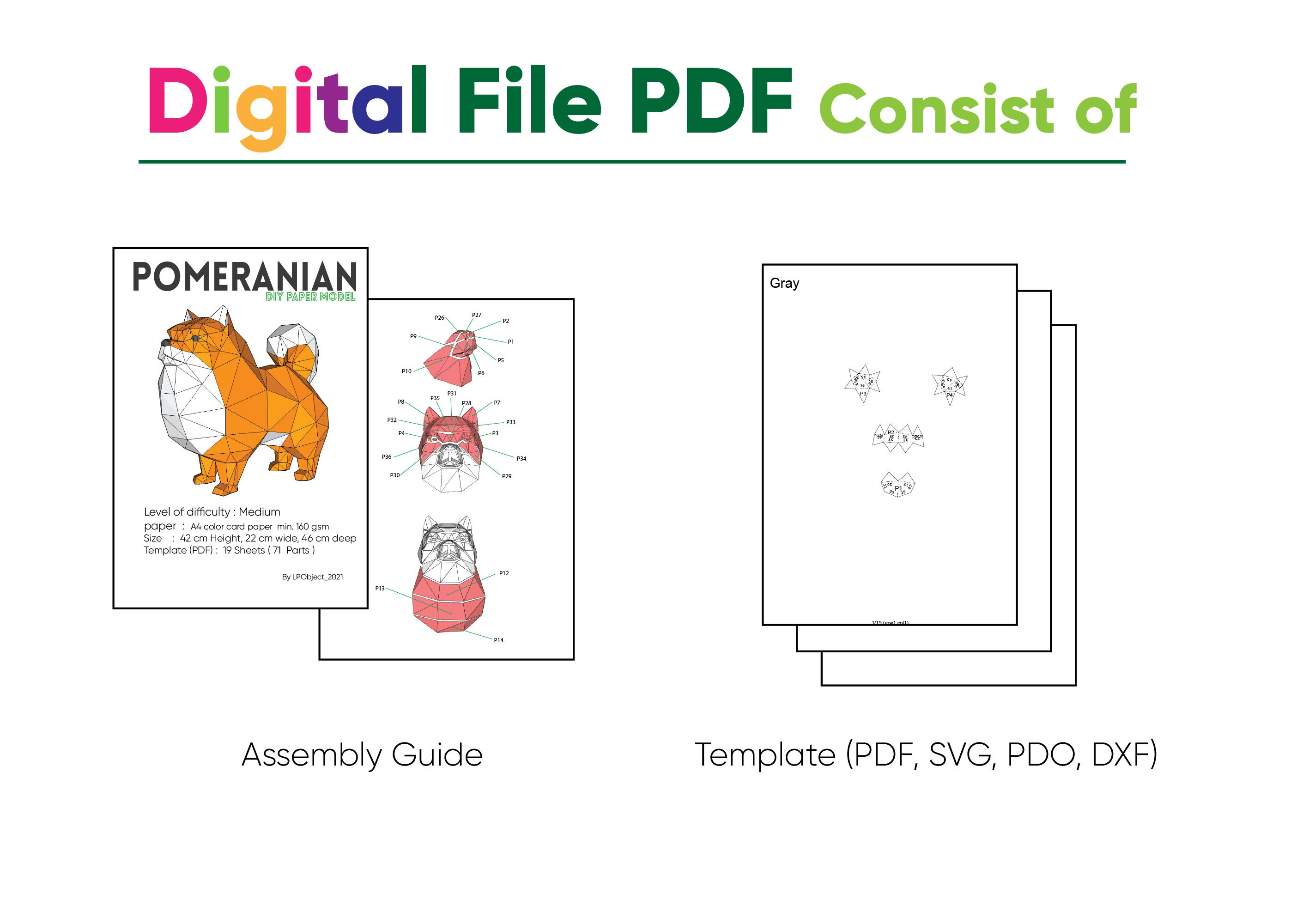 Pomeranian Dog Paper Craft Digital Template Origami PDF - Etsy