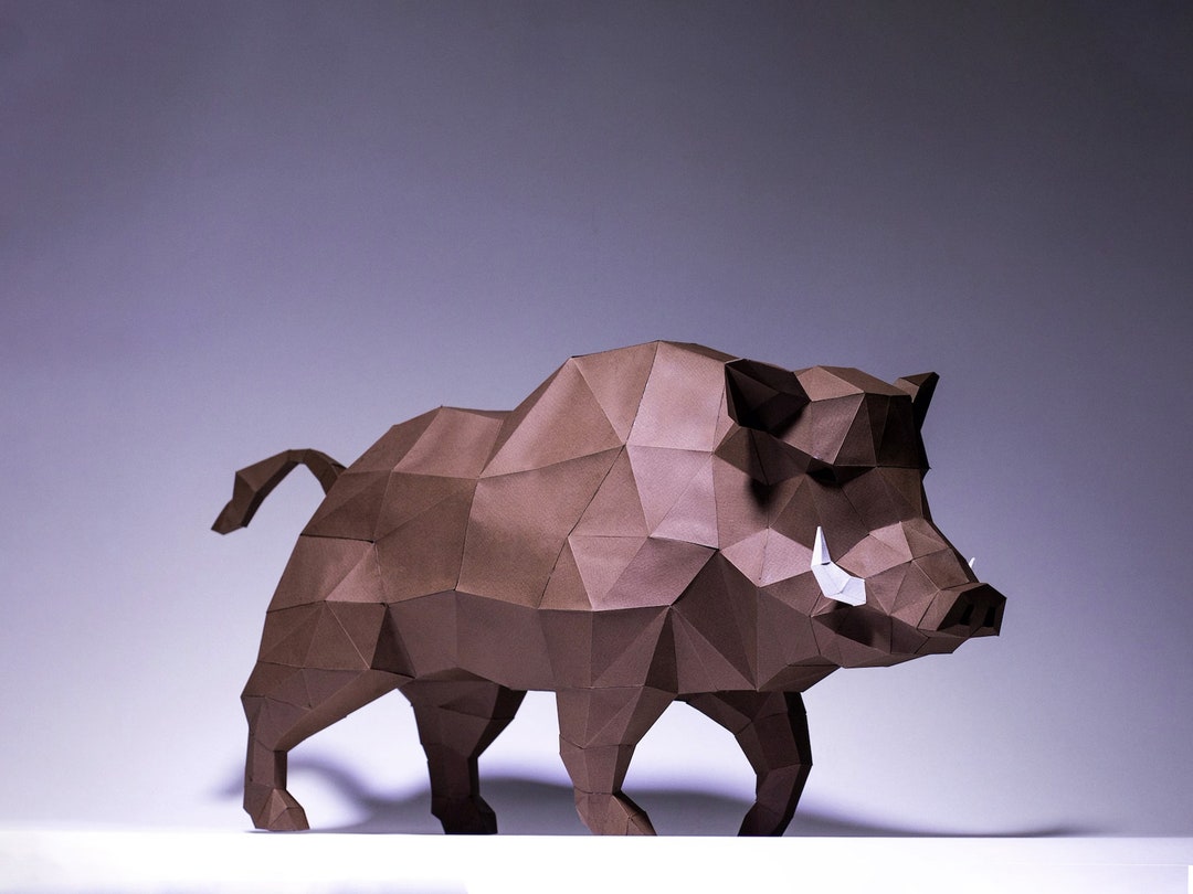 Wild Boar Paper Craft, Digital Template, Origami, PDF Download DIY, Low ...