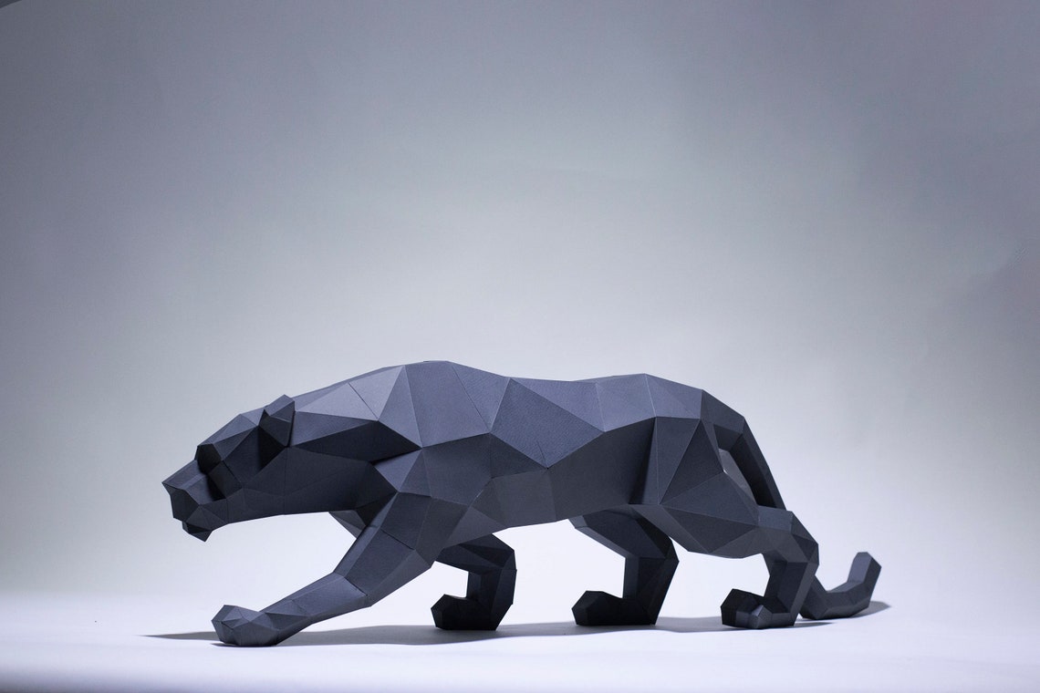 Black Panther, Papercraft Panther, Leopard, Papercraft Decor, Home ...