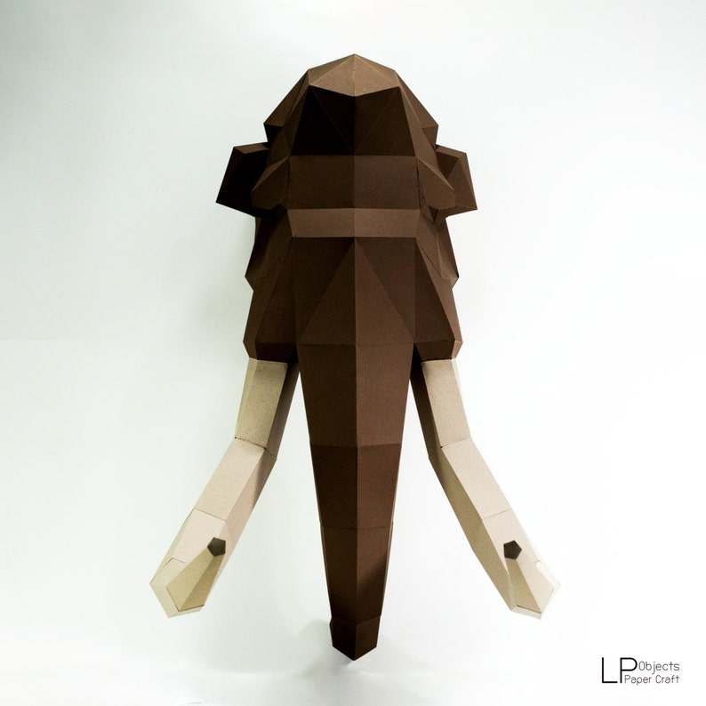 Mammoth Head Paper Craft, Digital Template, Origami, PDF Download DIY ...