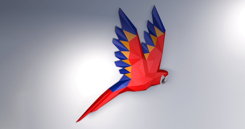 Macaw Wing Wall Parrot Paper Craft Digital Template - Etsy