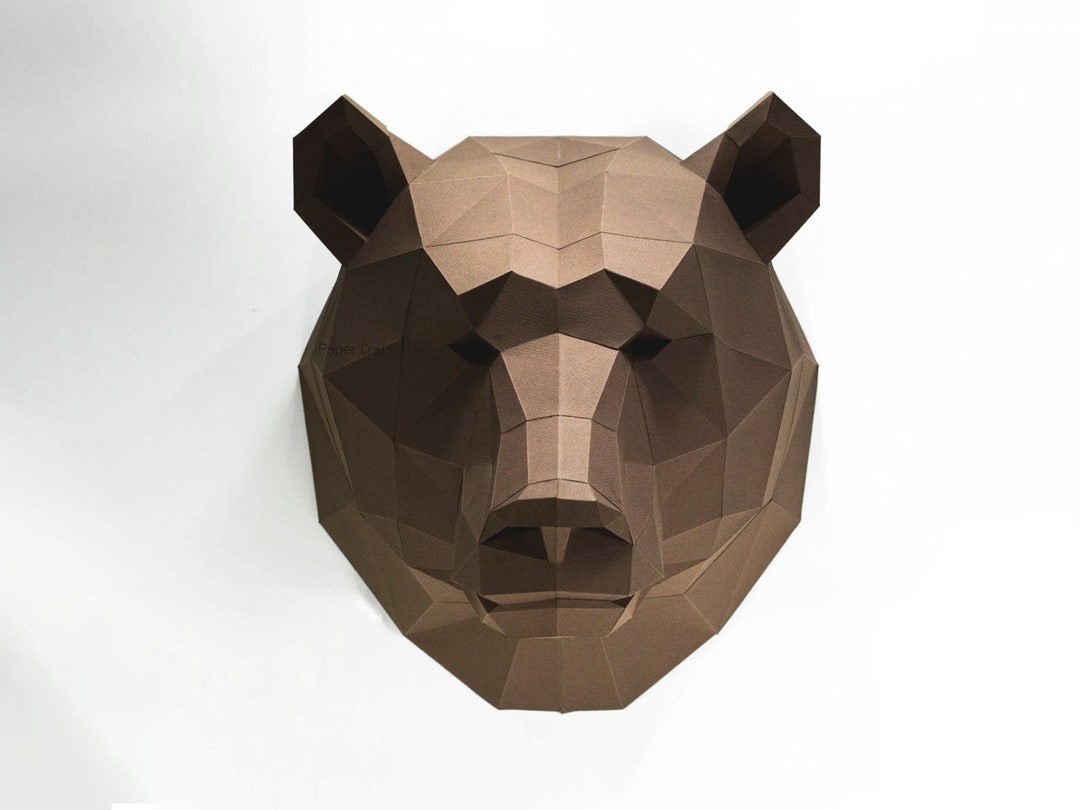 Bear Head, Paper Craft, Digital Template, Origami, PDF Download DIY ...