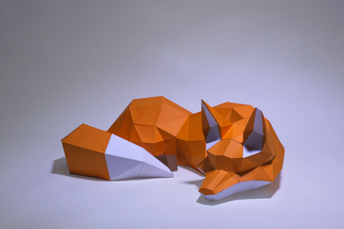 Fox Sleep Paper Craft Paper Model 3d Paper Craft Paper - Etsy