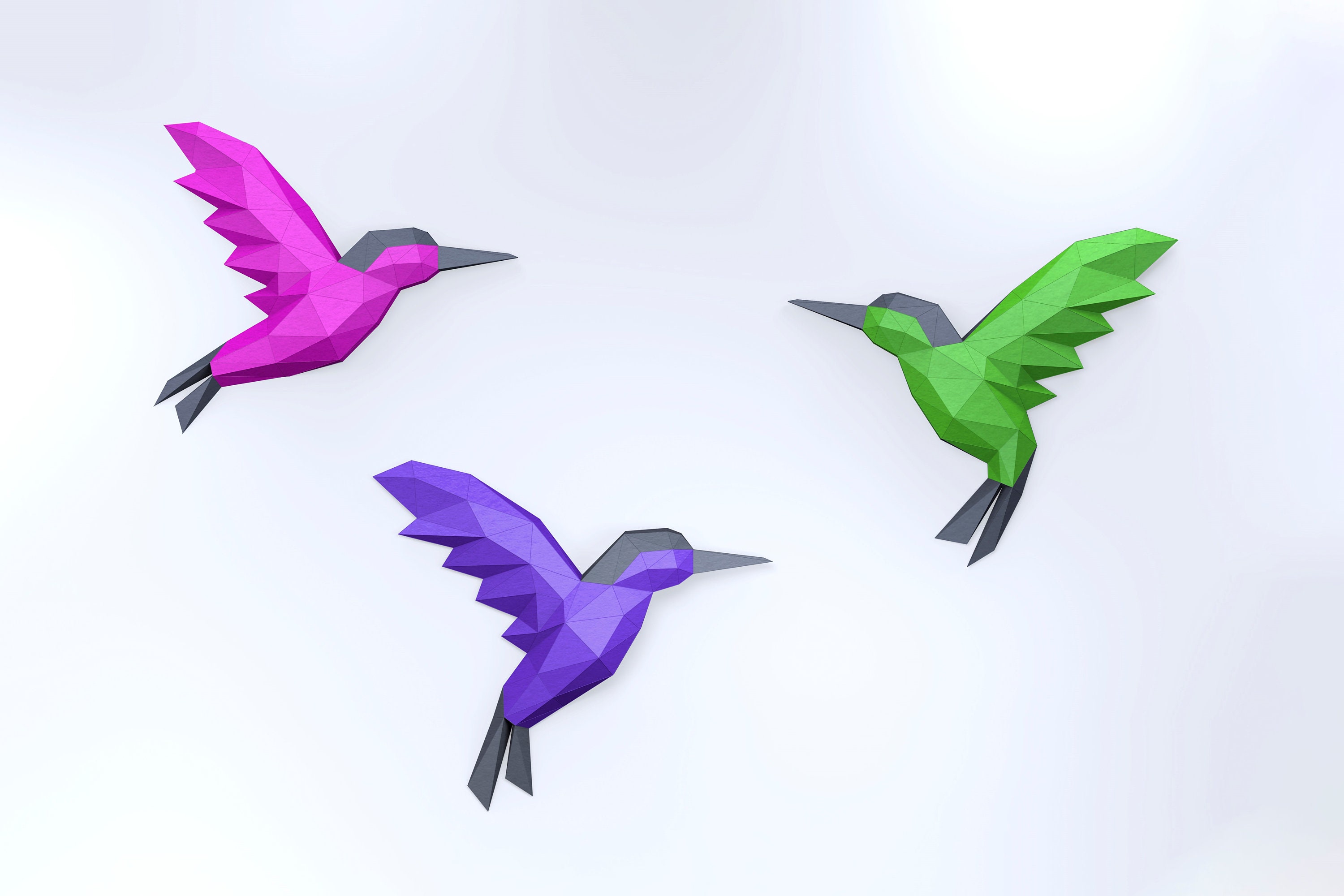 Hummingbird Paper Craft Origami Make Your Own Low Poly Bird - Etsy