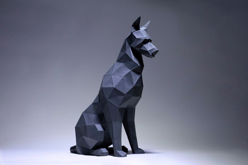 Doberman Sit Papercraft Dog Low Poly Papercraft Papercraft - Etsy