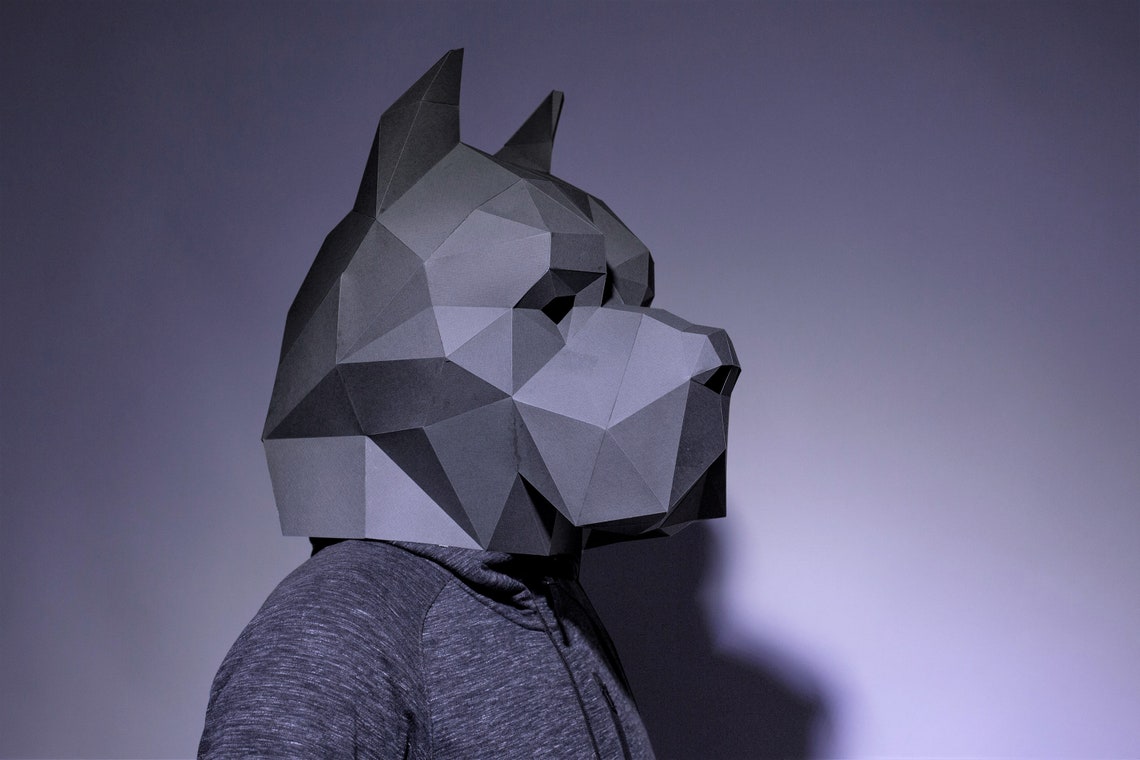 Pitbull Dog Mask, Mask Paper Craft, Digital Template, Origami, PDF ...