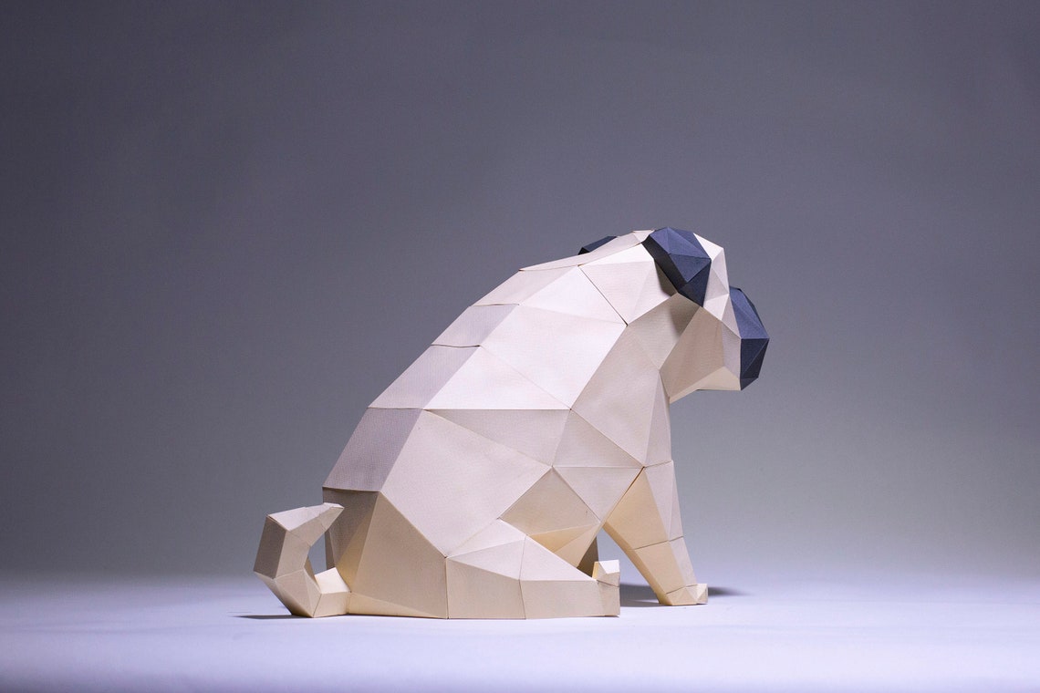 Pug Dog Paper Model Pug Papercraft Papercraft Dog Model - Etsy