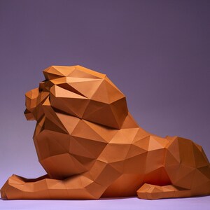 Lion Sit Paper Craft, Digital Template, Origami, PDF Download DIY, Low ...
