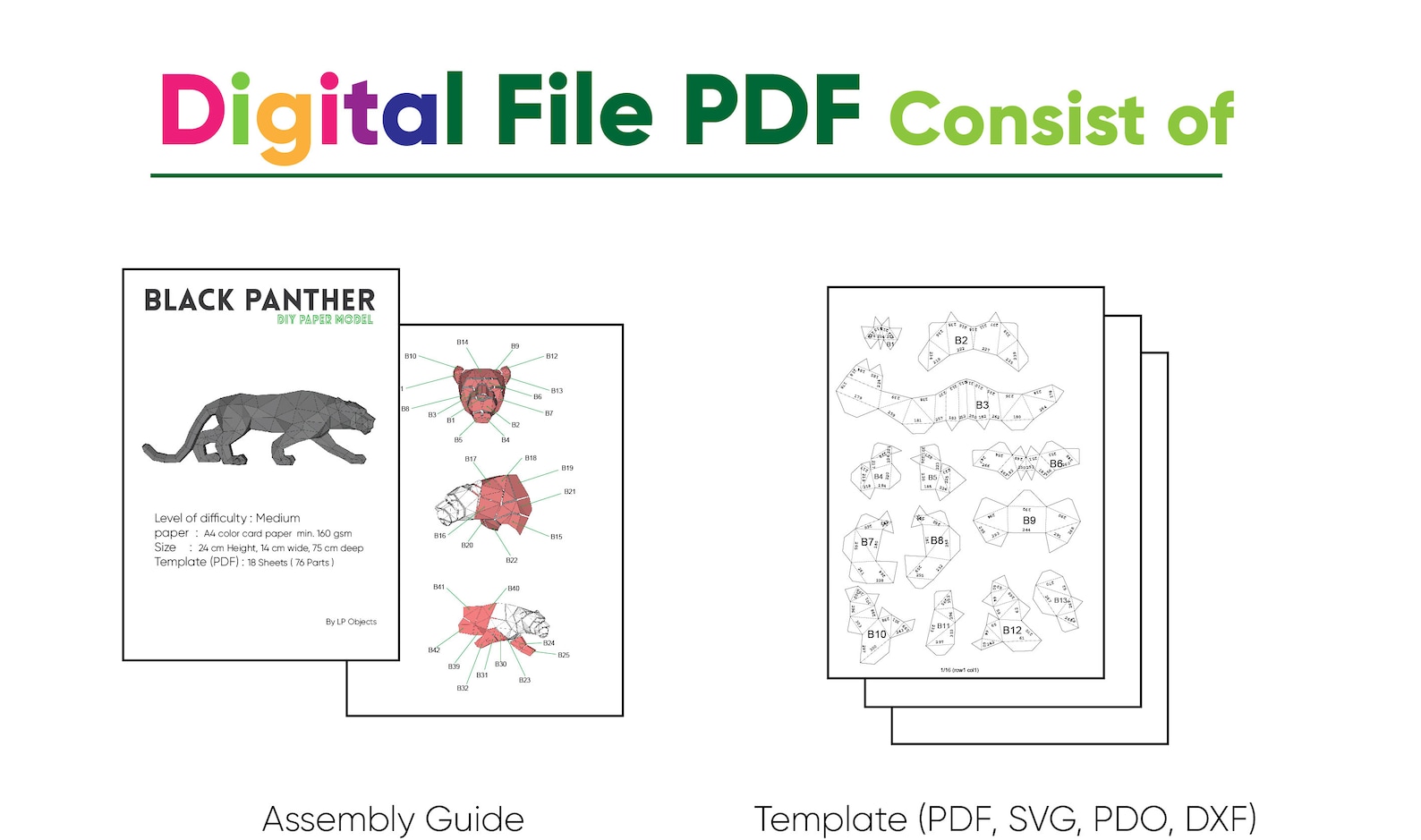 Black Panther, Papercraft Panther, Leopard, Papercraft Decor, Home ...