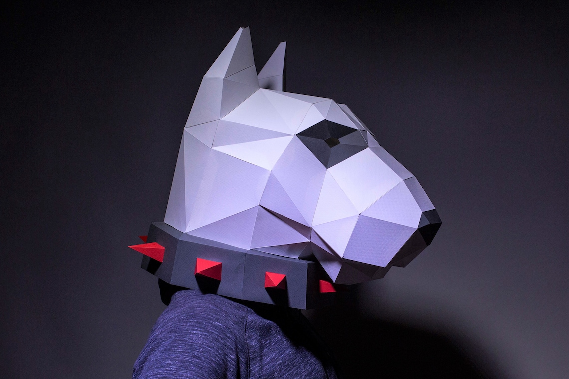 Bull Terrier Mask Paper Craft, Digital Template, Origami, PDF Download ...