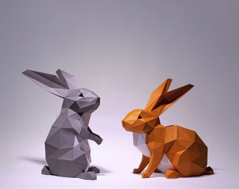Bunny Sitting Paper Craft Digital Template Origami PDF | Etsy