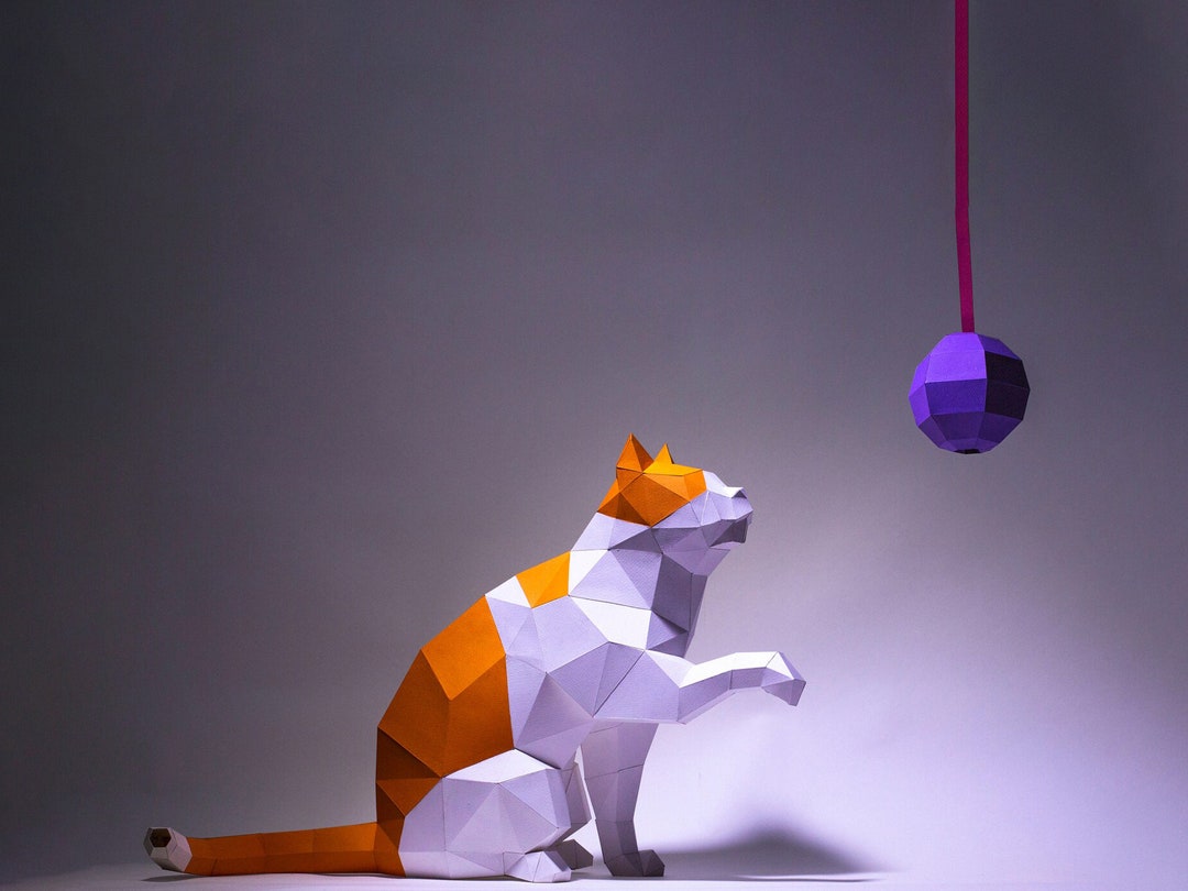 Papercraft Cat PDF Template , DIY Low Poly Papercraft, Make Real 3D ...