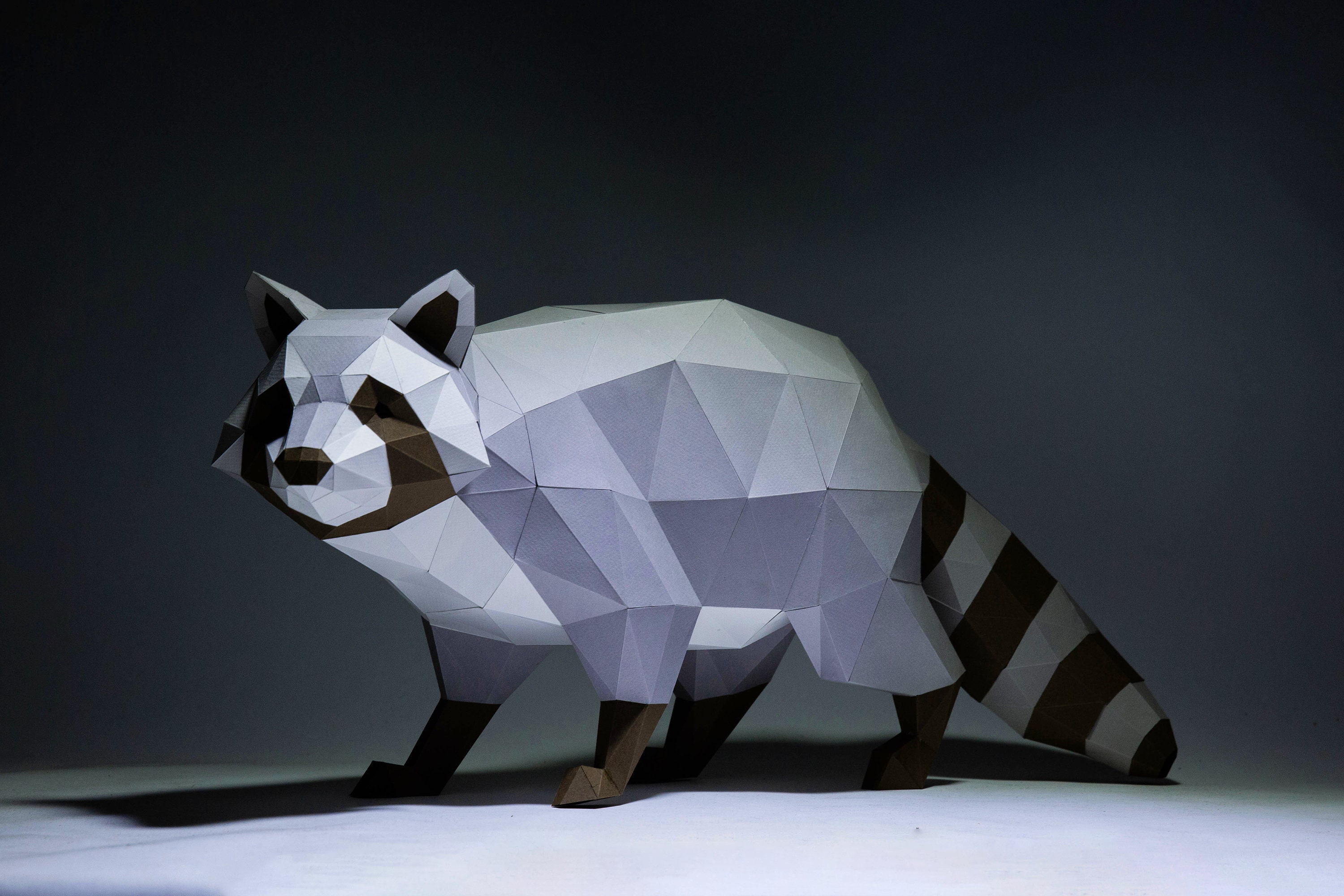 Racoon Paper Craft, Digital Template, Origami, PDF Download DIY, Low ...
