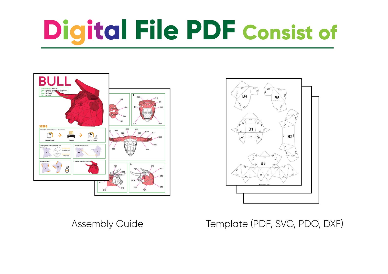 Bull 2 Mask Buffalo 2 Mask Paper Craft Digital Template | Etsy