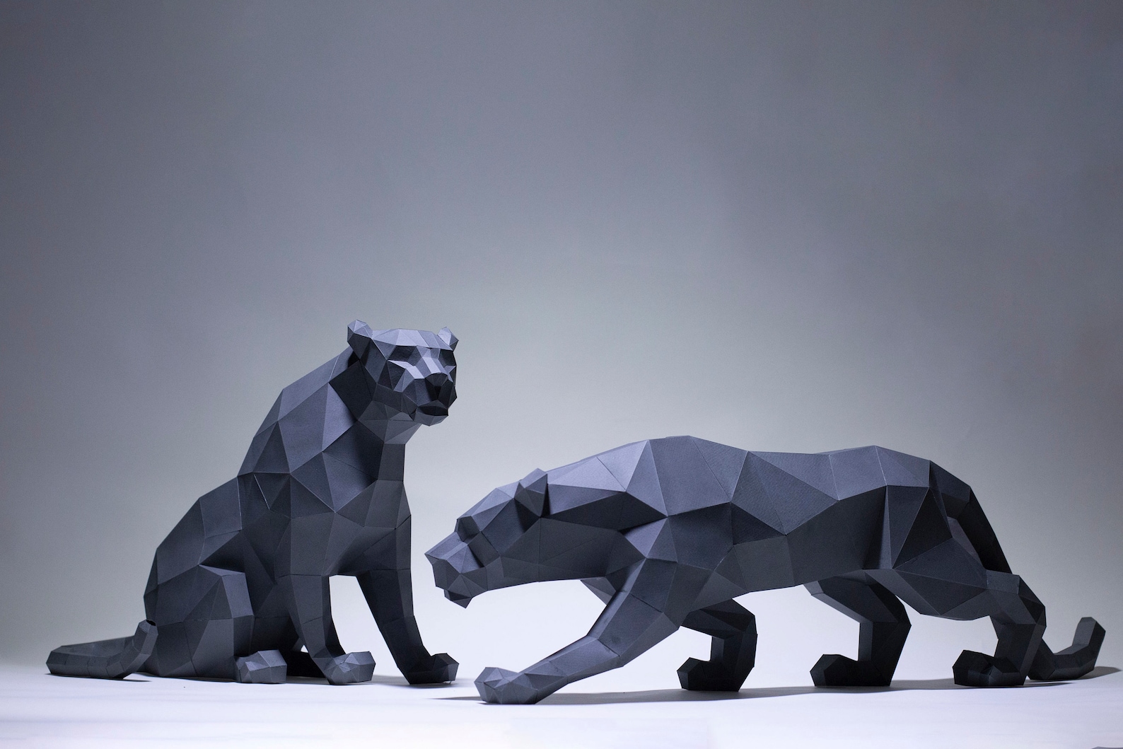 Black Panther Walk Model & Sit Model, Leopard, Papercraft Decor, Home ...