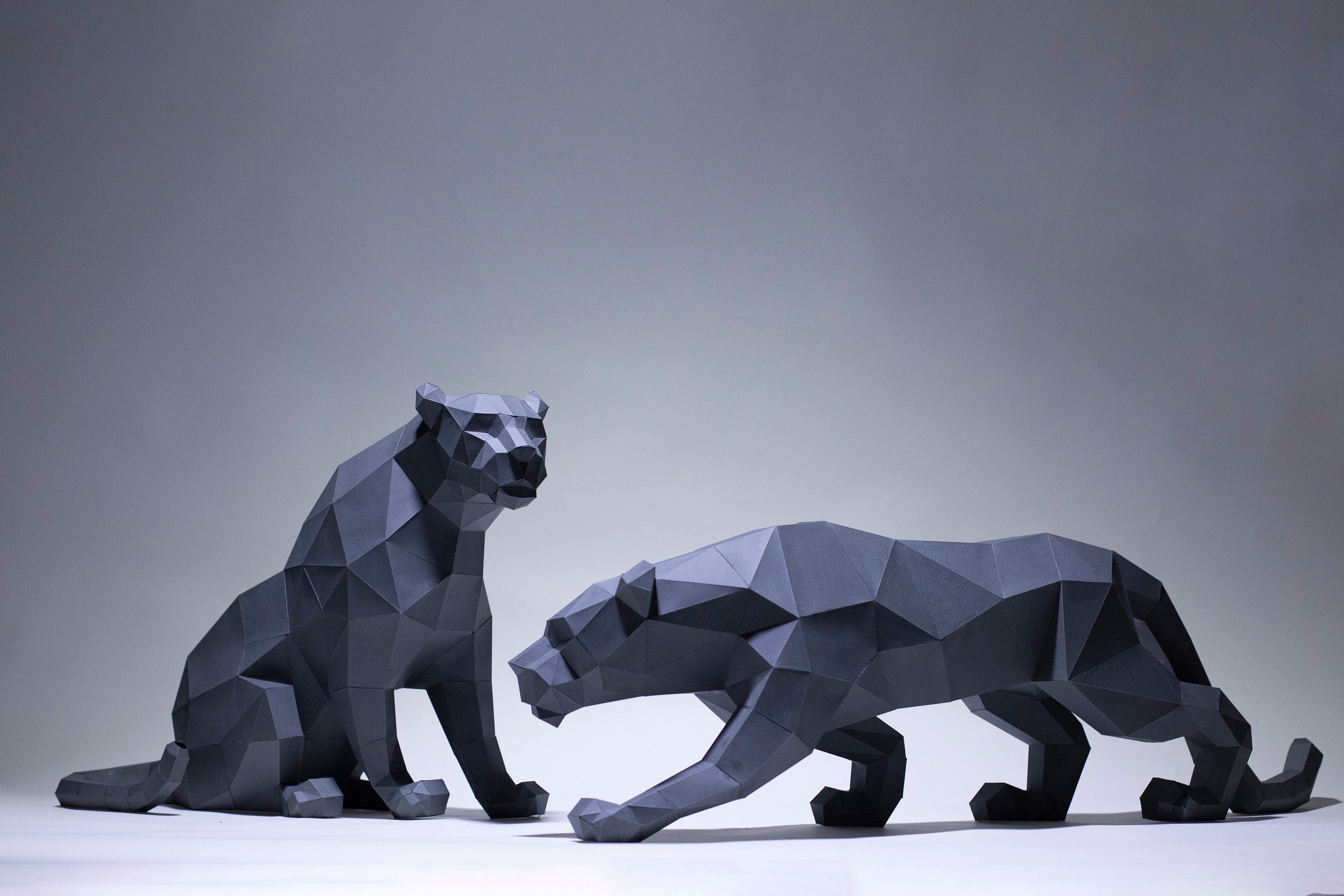 Black Panther Walk Model & Sit Model, Leopard, Papercraft Decor, Home ...