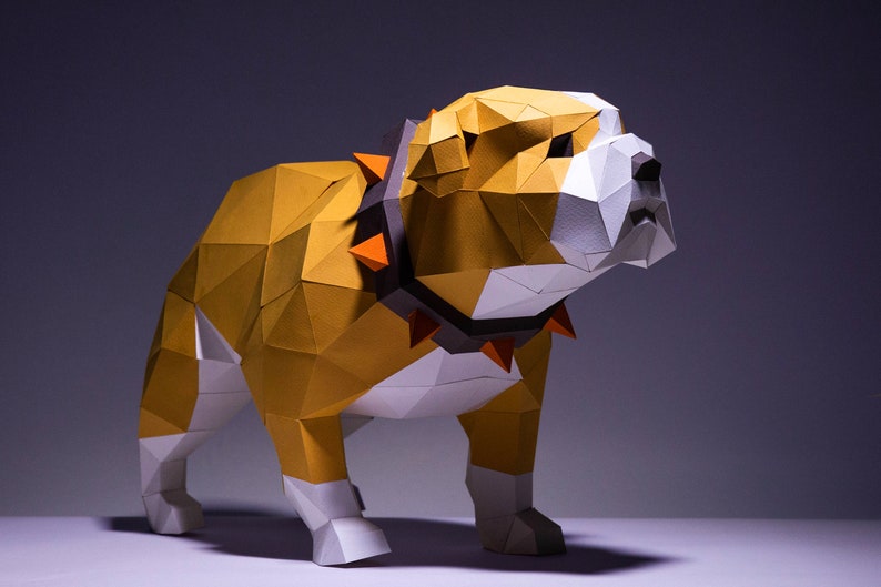 Bulldog Paper Craft, Digital Template, Origami, PDF Download DIY, Low ...