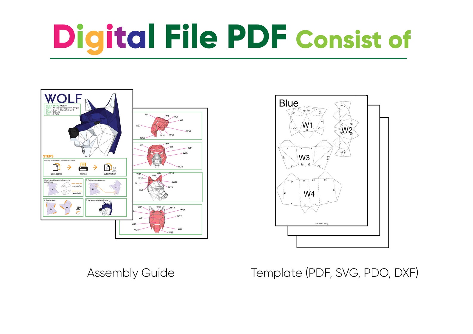 Wolf Mask Werewolf Paper Mask Halloween Maskwerewolf - Etsy