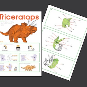T-REX and Triceratops Dinosaur Digital Template, Dinosaur PDF Paper ...