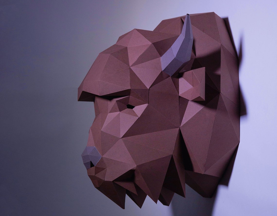 Bison Head Paper Craft, Digital Template, Origami, PDF Download DIY ...