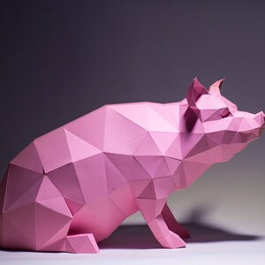 Pig Paper Craft, Digital Template, Origami, PDF Download DIY, Low Poly ...