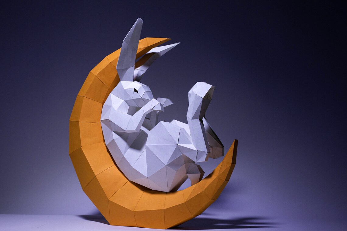 Moon Rabbit Paper Craft Digital Template Origami PDF - Etsy