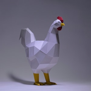 Rooster Papercraft Sculpture, Printable 3D Puzzle, Papercraft Pdf ...