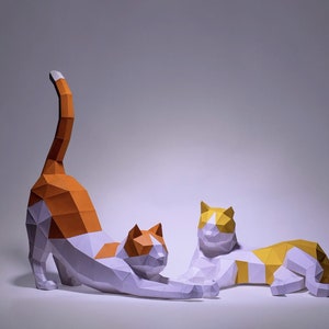Kitten Papercraft Template, PDF, 3D Paper Model Cat, Home Decor, DIY ...