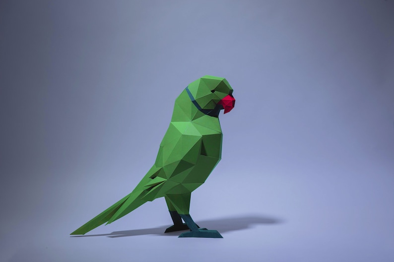 Parrot Green Paper Craft, Digital Template, Origami, PDF Download DIY ...
