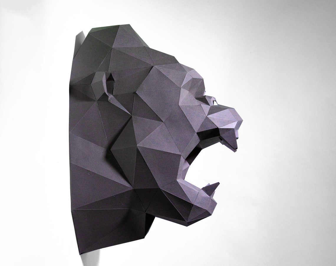 King Kong Head Paper Craft, Digital Template, Origami, PDF Download DIY ...