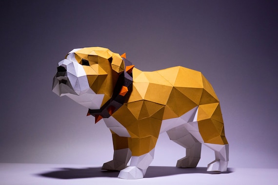 Bulldog Paper Craft Digital Template Origami PDF Download | Etsy