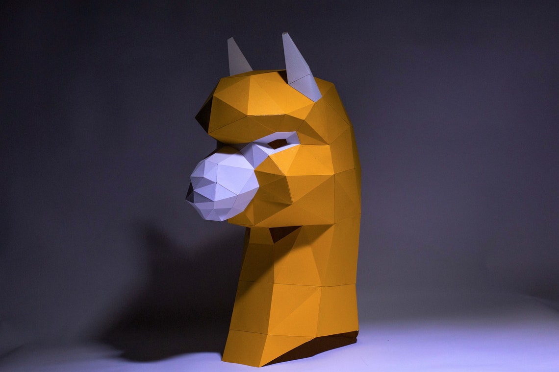 Alpaca Mask, Papercraft Mask Template, Origami, PDF Download DIY, Low ...