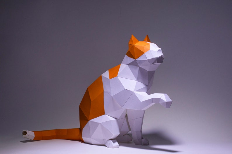 Papercraft Cat PDF Template , DIY Low Poly Papercraft, Make Real 3D ...
