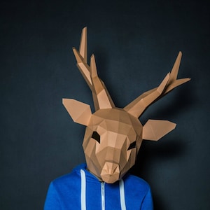 Deer Mask ,mask Paper Craft, Digital Template, Origami, PDF Download ...
