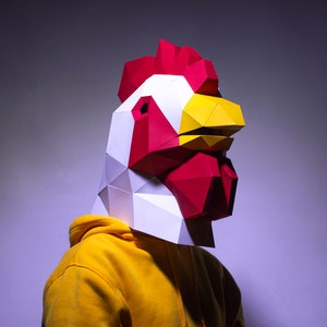 Rooster Mask, Mask Paper Craft, Digital Template, Origami, PDF Download ...